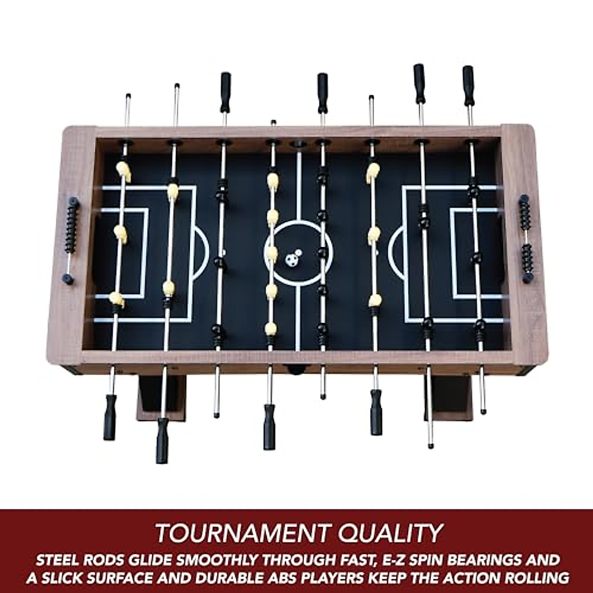 Hathaway Fullerton 48-in Foosball Table, Arcade Table Soccer for Game Rooms, Includes (2) 36-mm ABS Foosballs, Driftwood (BG50330)