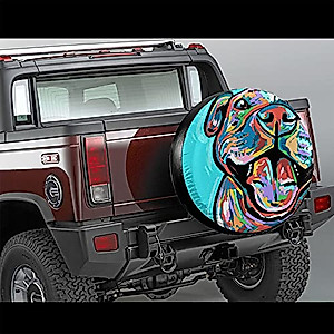 XWQWER Cute Pit Bull Painting Spare Tire Cover for Camper RV SUV Trailer Truck and Many Vehicle, Universal Fit Wheel Covers Waterproof Dustproof (Diameter 23” - 33”)