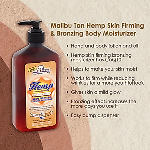 Malibu Tan Hemp Golden Glow Skin Firming Lotion, Medium Deep, 18 fl oz (530 ml) - 1-PACK