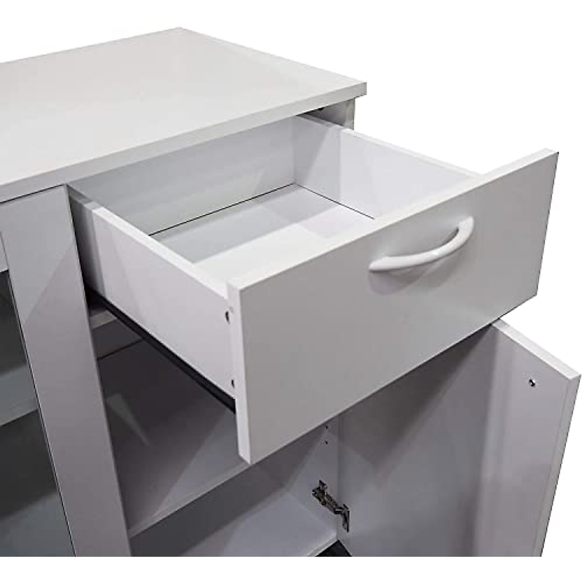 Kings Brand Furniture Buffet Server Sideboard Kitchen Storage Cabinet, White, 45.5" W x 15" D x 33" H