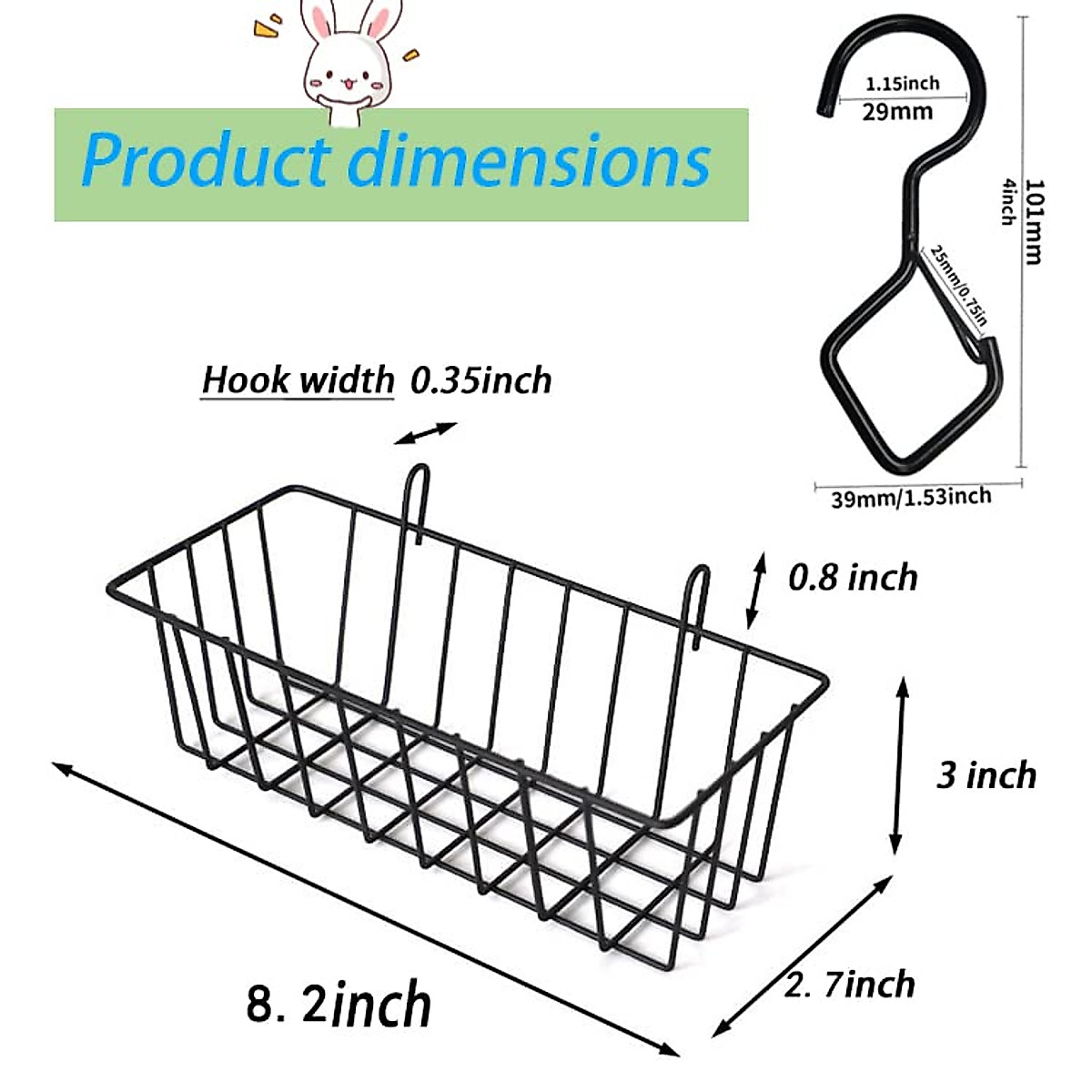 2 Pack Hay Feeder with Two Extra Hooks for Rabbit, Guinea Pig, Bunny, Chinchilla, Heavy Duty Metal Rack Hay Holder