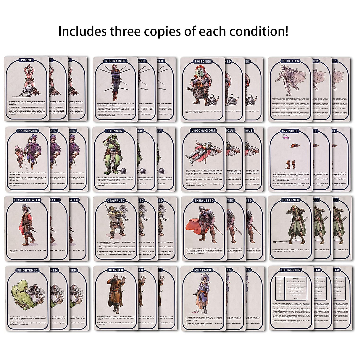 Condition Cards for Fifth Edition | Compatible with Dungeons and Dragons (D&D) | for use by Dungeon Master Accessories | DND Gifts | 5e Gifts | Condition Rings Markers TTRPG