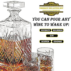 CHRHZN Whiskey Decanter Set - Gifts for Men Crystal Bourbon Decanter Set, Scotch Decanter Set,Whiskey Decanter with 2 Glasses in Gift Box, Gifts for Fathers, Brothers, Bosses, Husbands
