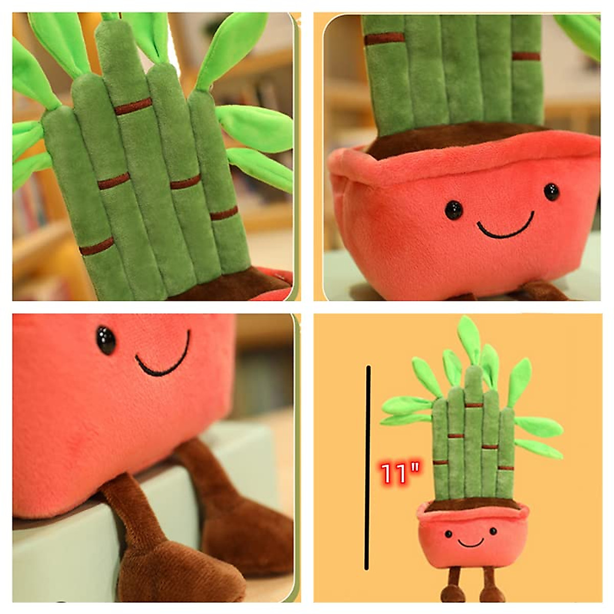 XIZHI 2Pcs Soft Plant Plush Pillow Toy 11" Stuffed Succulents Plush Pillow Succulents Stuffed Throw Plushie Pillow Doll Gift for Kids Boys Girls and Office Room Decorate,Red+Grey