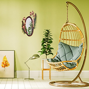 Eaarliyam Wooden Mushroom Forest Mirror, Wall Hanging Decor Vintage,Wooden Mushroom Forest Mirror, Vintage Wall Hanging Mushroom Shape Mirror Decor for Bedroom,Living Room