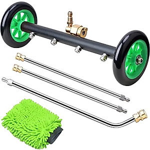 VIGRUE 4000PSI Pressure Washer Undercarriage Cleaner Water Broom, Undercarriage Pressure Washer Attachment, 16 Inch Pressure Washer Accessories with 3 Extension Wands, 4 Nozzles (Green)
