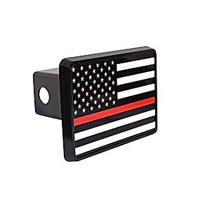 Thin Red Line Flag Trailer Hitch Cover Plug US Firefighter Fire Fighter Truck Department FD