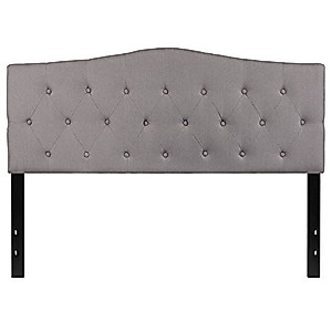 Flash Furniture Cambridge Tufted Upholstered Queen Size Headboard in Light Gray Fabric