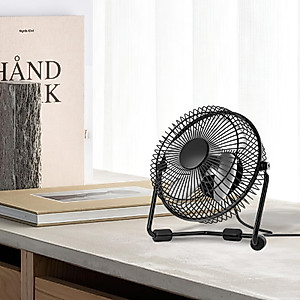 mollie 4-Inch Small USB Desk Fan for Home Office Bedroom Mini Personal Desktop Air Circulator Ultra Quiet Cooling Table Fan Adjustable Tilt Black