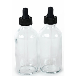 Vivaplex, Clear, 4 oz Glass Bottles, with Glass Eye Droppers - 2 pack