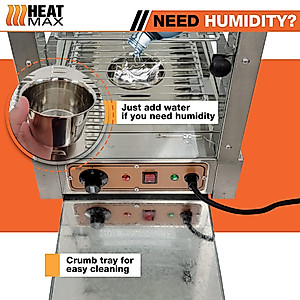HeatMax 141823 Small Commercial Stainless and Curved Glass 14 Inch Wide Food Warmer Display Case for Pizza, Chicken, Burgers, Patties, Empanadas or Any Hot Food, Saves Counter Space, Great Visibility