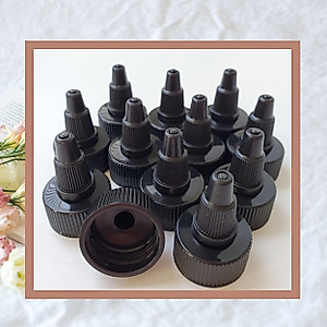 kelkaa Caps 24/410 Black Twist Caps with 0.115 Orifice Hole, Dispensing Caps, Replacement Caps for Squeeze Bottles, Neck diameter 24mm, Thread Type 410 (Pack of 12)