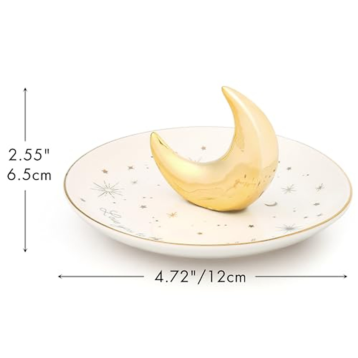 LotFancy Jewelry Dish, Moon Ring Dish Holder, Ceramic Trinket Jewelry Tray for Earring Bracelet Necklace Wedding Engagement Gift