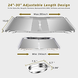 Tolia Grill Grease Tray with Drip Pan, 24" - 30" Adjustable Grease Catch Pan Stainless Steel Grill Replacement Parts Universal Drip Tray for Dyna Glo, Nexgrill, Kenmore, Expert Grill, BHG and More