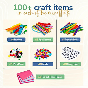 Sam & Sid 6 Pack (600+ Craft Items) Prefilled Birthday Party Favors for Kids Ages 5-12, Sensible Arts & Crafts Favors, Premade Goodie Bags, Mini Individual Craft Kits, Student Graduation Gifts