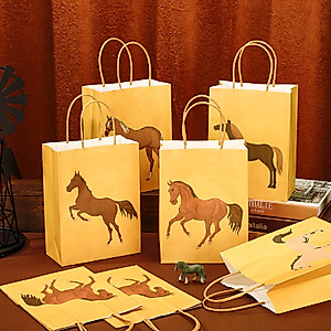 Colarr 20 Pieces Horse Party Favor Bags Horse Theme Good Gift Bags with Handles Horse Birthday Treat Bags for Western Horse Party Supplies
