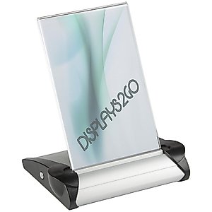 Displays2go Slanted Tabletop Sign Holder, Set of 4, 4" x 6", Adjustable Angles (RJ46P)