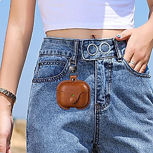 Airpods 3 Case Leather, Maxjoy for Airpods 3rd Case Cover 2021 AirPod Gen 3 Protective Cover with Keychain Compatible with Apple Airpods Generation 3rd 2021 (Front LED Visible), Brown