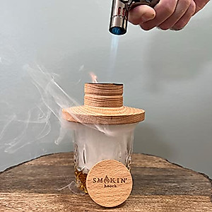 Cocktail Smoker with Solid Oak Smoke Top & 4 Wood Chip Flavors (cherry, pecan, apple, & oak wood chips) Gifts for Smokers | Whiskey Smoker Kit | Old Fashioned Cocktail Kit | Bourbon Smoker Kit