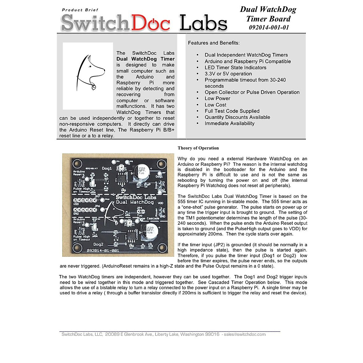 SwitchDoc Labs Dual WatchDog Timer Board for ARM/Raspberry Pi