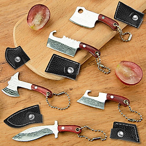 MGZTTHW 5pcs Tiny Knife Keychain, Mini Pocket Knives Chef, Cute Portable Tiny Pocket knife Pendant with Sheath Package Opener Outdoor Camping Box Cutter Tiny Things for Gifts for Christmas