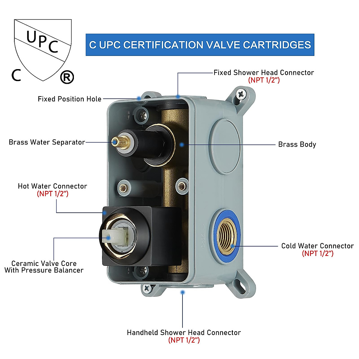 RUMOSE Matte Black Rainfall Shower System Fixture 12 Inch High Pressure Square Shower Head with 2 in 1 Handheld Spray Wall Mount Brass Bathroom Shower Faucet Set with cUPC Certified Rough-in Valve
