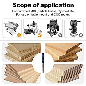 FivePears Up Cut Spiral Router Bit 1/4 inch Shank for CNC with Extreme Life Coated, 1/4" Cutting Diameter, 1" Cutting Length, CNC Carbide End Mill for Wood Carving Engraving Grinding Grooving