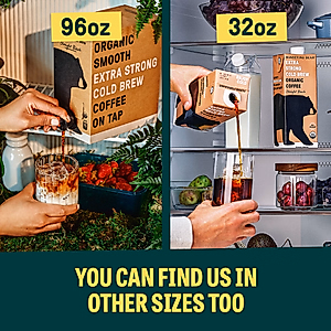 Wandering Bear Organic Straight Black Cold Brew Coffee On-the-Go, Iced Coffee, 11 fl oz, 1 pack - Extra Strong, Smooth, Organic, Unsweetened, Shelf-Stable, Ready to Drink, Cold Coffee, Cold Brewed Coffee