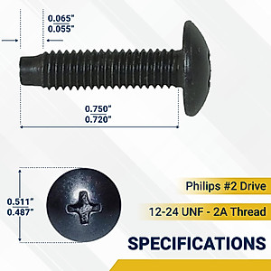 RackGold® 12-24 Rack Screws 50 Pack - USA Made