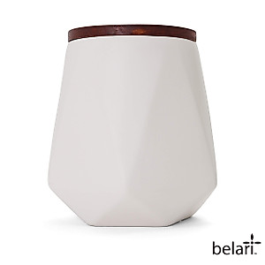Belari Faceted Storage Canister - Food Storage Container for Kitchen Organization - Ceramic Kitchen Storage Containers - Kitchen Canisters - Kitchen Counter Organizers and Storage (Medium White)