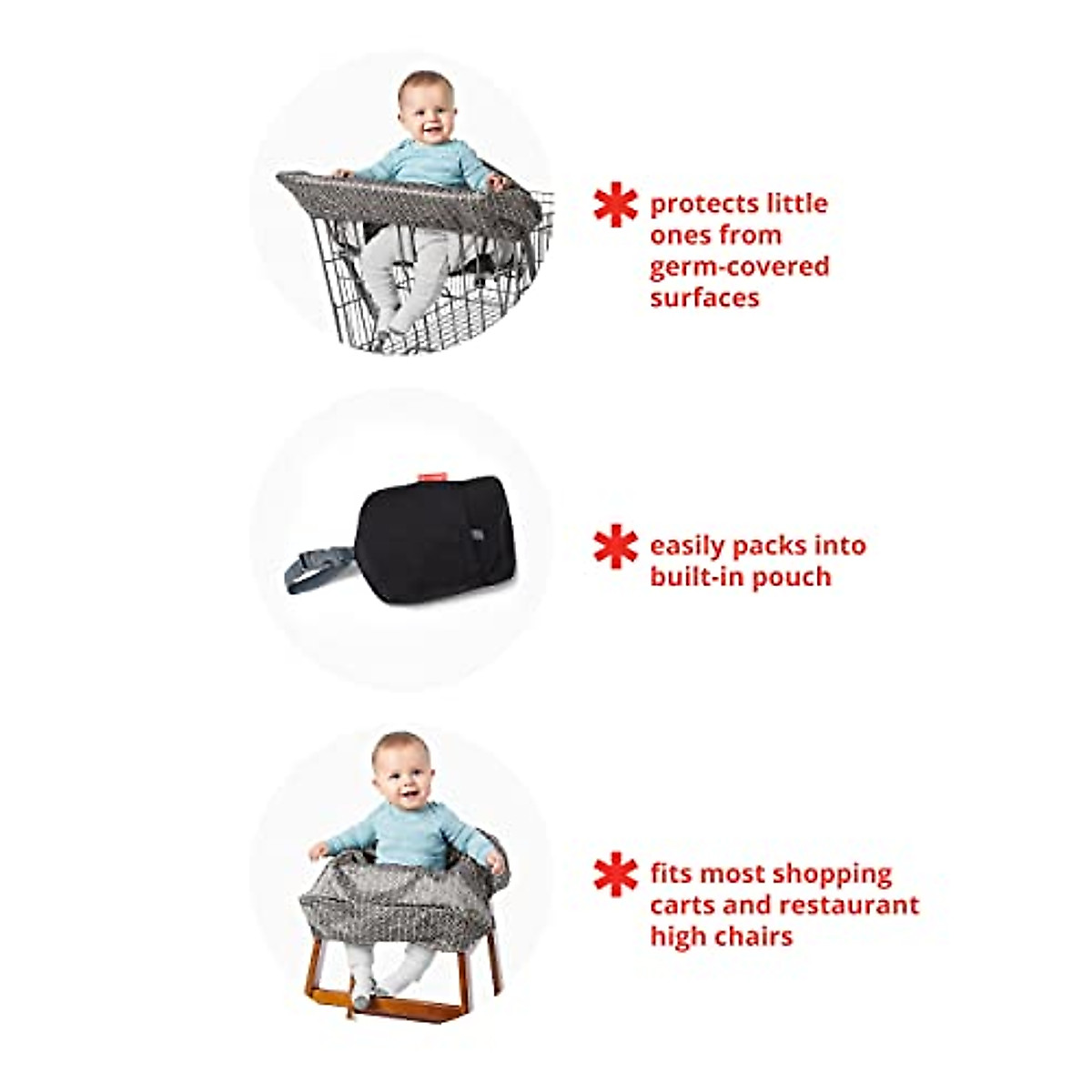 Skip Hop Shopping Cart Cover, Take Cover, Grey Feather