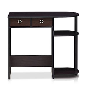 Furinno Go Green Home Laptop Notebook Computer Desk/Table with 2 Drawer Bins, Dark Walnut