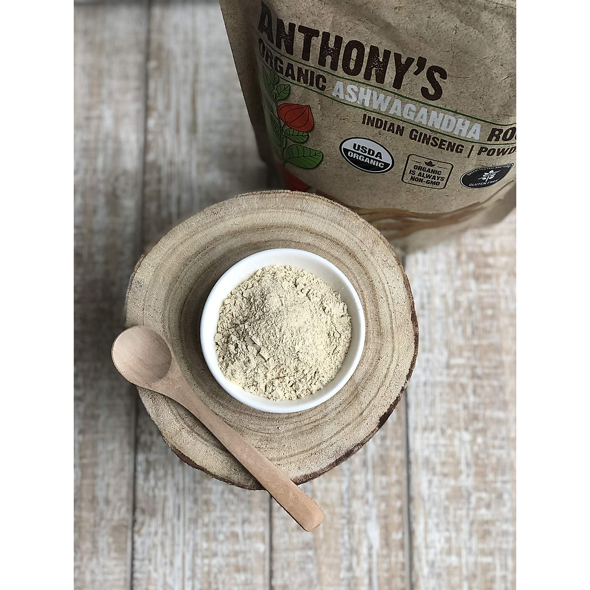 Anthony's Organic Ashwagandha Powder, 12 oz, Batch Tested Gluten Free, Indian Ginseng, Non GMO, Keto Friendly