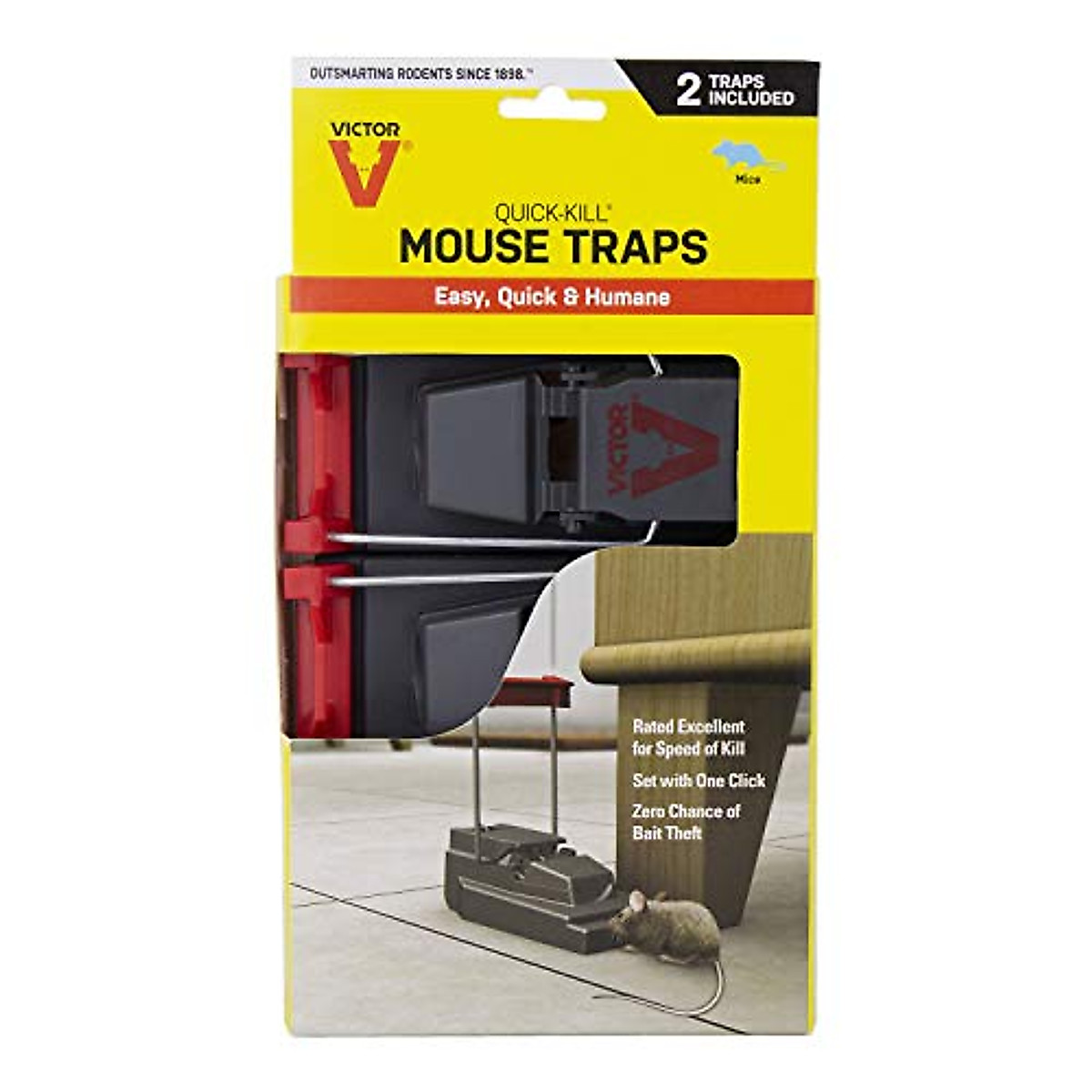 Victor M140S Quick Kill Mouse Trap, 2-Pack Easy to Set mouse trap