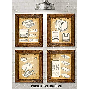 Original Steve Jobs Computer Patent Art Prints - Set of Four Photos (8x10) Unframed - Makes a Great Home or Office Decor and Gift Under $20 for Computer Geeks/Gurus and Tech Support