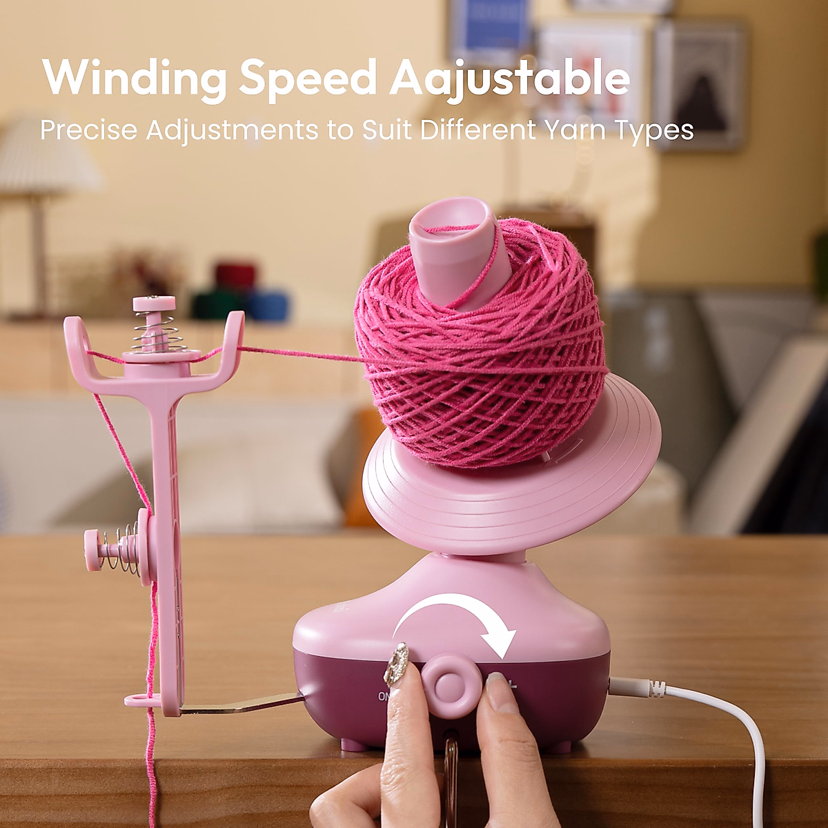 Etcokei Yarn Winder, Electric Yarn Ball Winder for Crocheting, Compact Yarn Cake Winder with Strong Tension Stepless Speed, Automatic Yarn Spinner Wool Winder, Ideal Helper for Knitting Lovers(Purple)