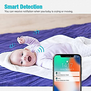 Baby Monitor with Camera and Audio, 1080P HD Night Vision Pet Camera with Motion Tracking and Sound Detect, 2.4G WiFi Indoor Security Camera with 2-Way Talk, Cloud & SD Card Storage, Works with Alexa