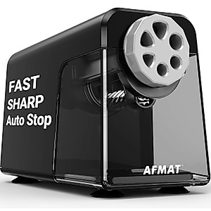 Electric Pencil Sharpener Heavy Duty, 6 Holes, Auto Stop AFMAT Pencil Sharpeners for School, Classroom Electric Sharpener for 6-10.2mm Pencils, 7000 Sharpening Times, Do not Eat up Colored Pencils