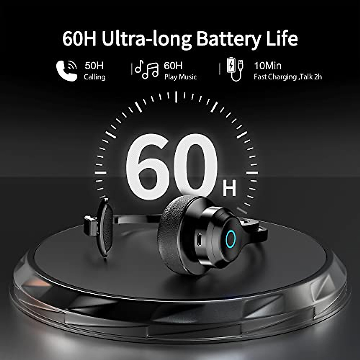 Bluetooth Headset with Microphone,Trucker Bluetooth Headset with Noise Cancelling,50Hrs Call Time,CVC8.0 Dual Mic, V5.1, Wireless Headset with Paddle Mute,On Ear Headphones for PC,Laptop,Cell Phones