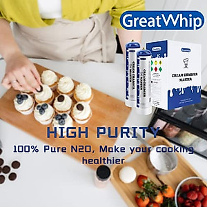 GreatWhip Whipped Cream Chargers, 615g Whip Cream Charger Cylinder, 6 Cylinders (1 Carton)