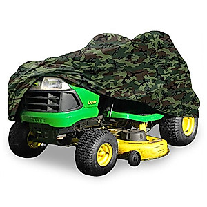 North East Harbor NEH Deluxe Riding Lawn Mower Tractor Cover Fits Decks up to 54" - Camouflage - Water and Sunray Resistant Storage Cover + KapscoMoto Keychain