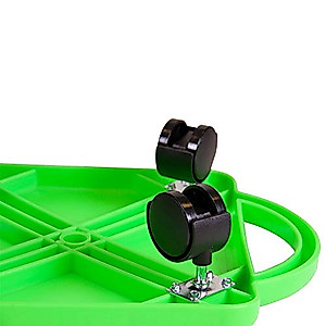 hand2mind Green Indoor Scooter Board with Safety Handles for Kids Ages 6-12, Plastic Floor Scooter Board with Rollers, Physical Education for Home, Homeschool Supplies (Pack of 1)