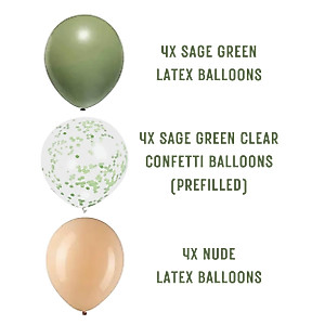 Gender Neutral Baby Shower Decorations & Decor Set: Oh Baby Burlap Banner, Sage Green, Nude & Confetti Balloons - Ideal for Boy, Girl Reveal Party & Welcome Baby Sign Garland Backdrop Decoration