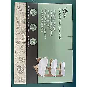 SEVEN SPARTA Tiered Fruit basket Fruit Bowl for Kitchen Counter, Elegant Combo of Ceramic Bowls and Bamboo Rack, Big Capacity, Easy Install, Multi-Occasion for Kitchen, Party, Restaurant and Gift