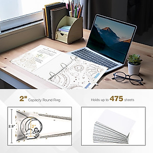 Ospelelf 3 Ring Binder 2 Inch, Cute Binder for Letter Size (11" x 8.5") with 5 Tab Dividers, File Folder Labels and Low Profile Clipboards, Tarot Cards Binder for School Supplies and Office Supplies