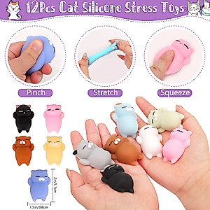 122Pcs Cat Party Favors for Kids - Cat Themed Birthday Party Supplies Cat Ears Headband Flip Sequin Cat Keychain Cat Tattoo Stickers Squeezing Stress Toys Goodie Bag Stuffers Pinata Fillers for Girls