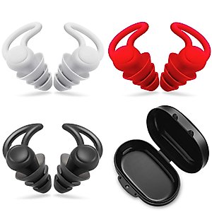 3 Pairs Ear Plugs for Sleeping Noise Reduction Silicone Sleep Earplugs Reusable Hearing Protection Sound Blocking Earplugs for Sleep Snoring Swimming Musician Construction (Black, Grey and Red)