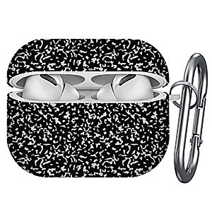 Art-Strap Protective Case, Compatible with AirPods Pro - Shockproof Soft TPU Gel Case Cover with Keychain Carabiner Replacement for Apple AirPods Pro (Composition Book Cover)
