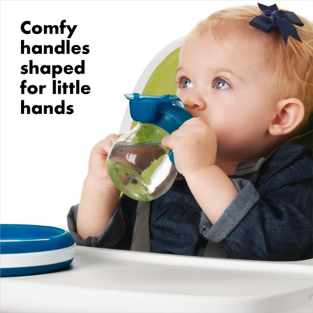 OXO Tot Transitions Soft Spout Sippy Cup with Removable Handles, Navy, 6 Ounce