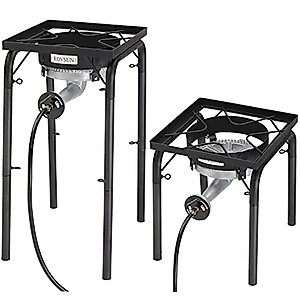 ROVSUN 200,000-BTU Powerful Propane Burner, High Pressure Portable Single Gas Stove Cooker with Adjustable Height & 20psi Regulator for Outdoor Camp Cooking Home Brewing Turkey Frying Maple Syrup Boil